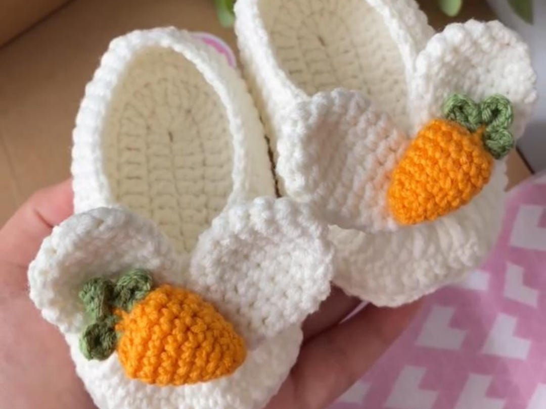Crochet Baby Booties With Bunny Design – Handmade Newborn Shoes – Baby ...