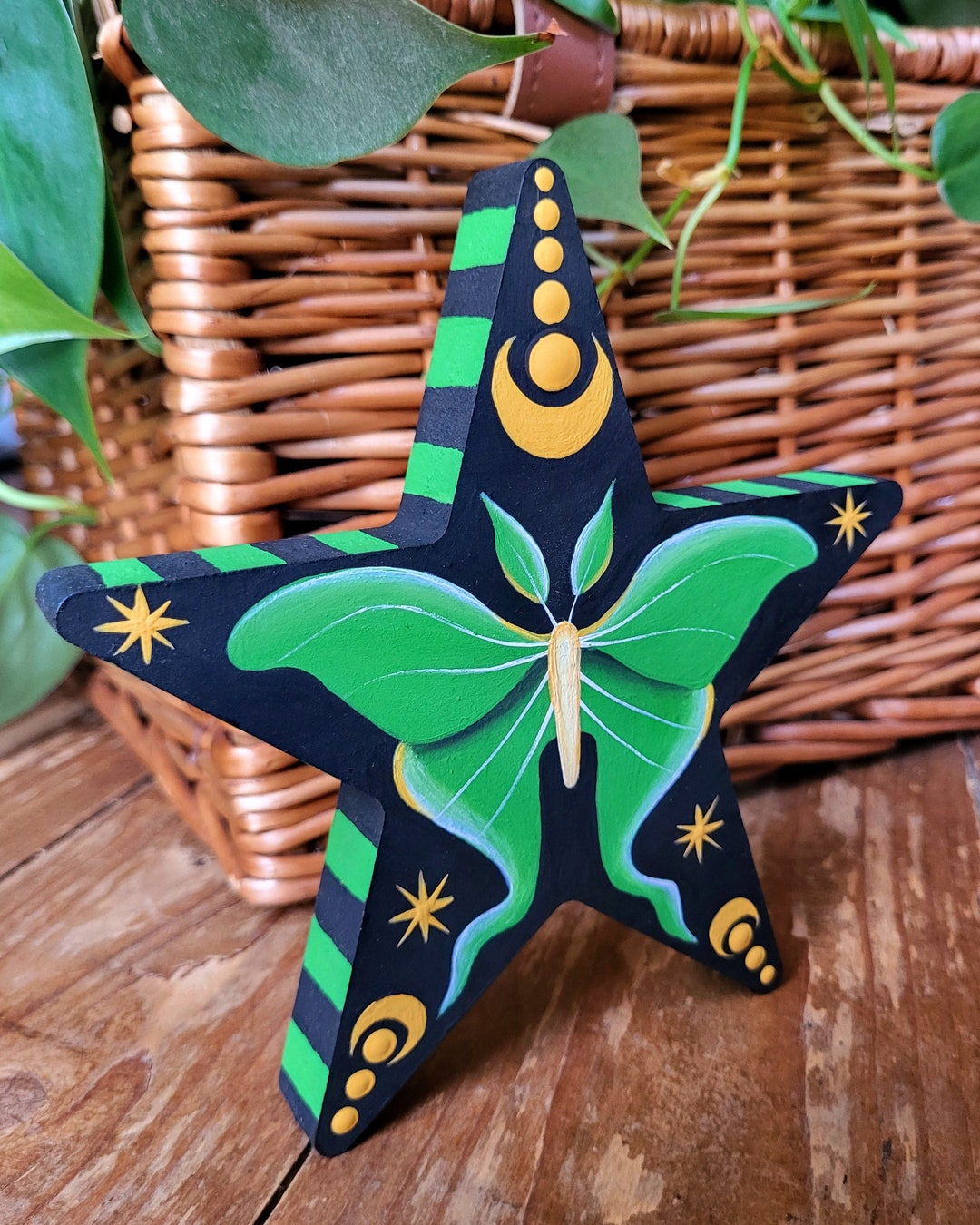 Wooden Star 'luna Moth' by Wildwood and Raven, Original Painting, Moth ...