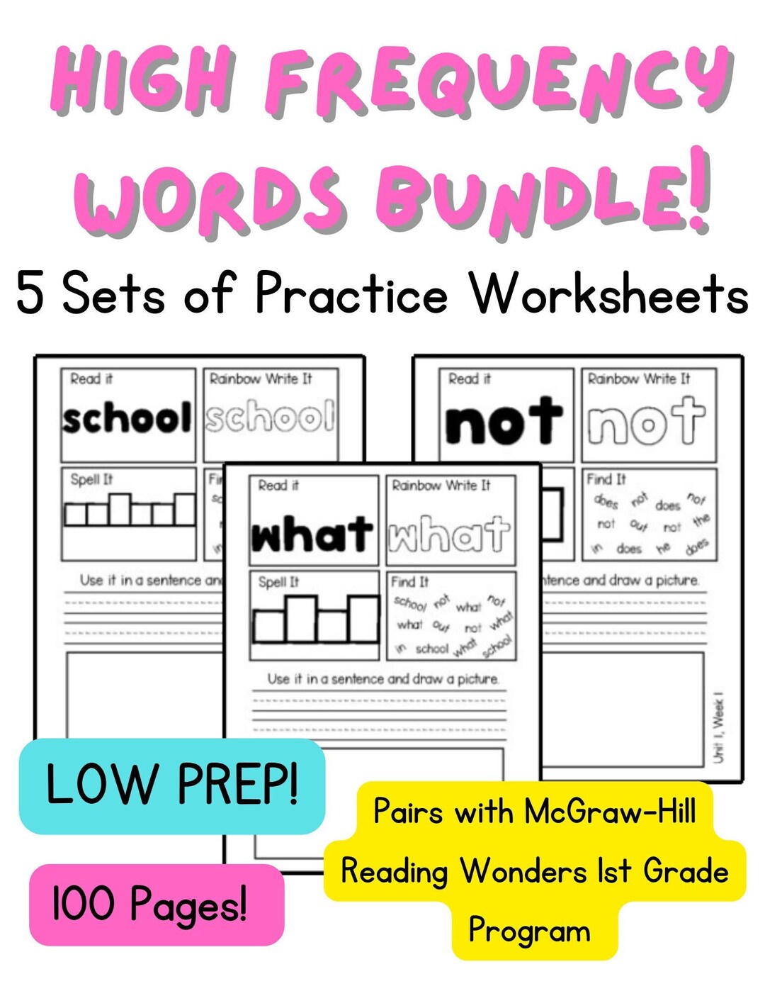 High Frequency Word Practice Bundle, Sight Words, Reading Fluency ...