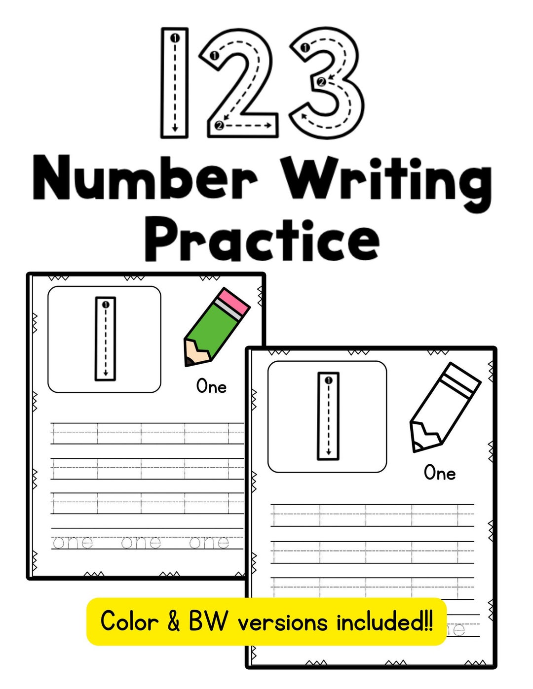 Number Writing Practice for Kids in Kindergarten and Preschool Learning ...