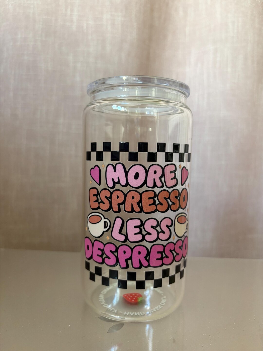 Iced Coffee Glass Cup: More Espresso Less Depresso, Bamboo Lid & Straw ...