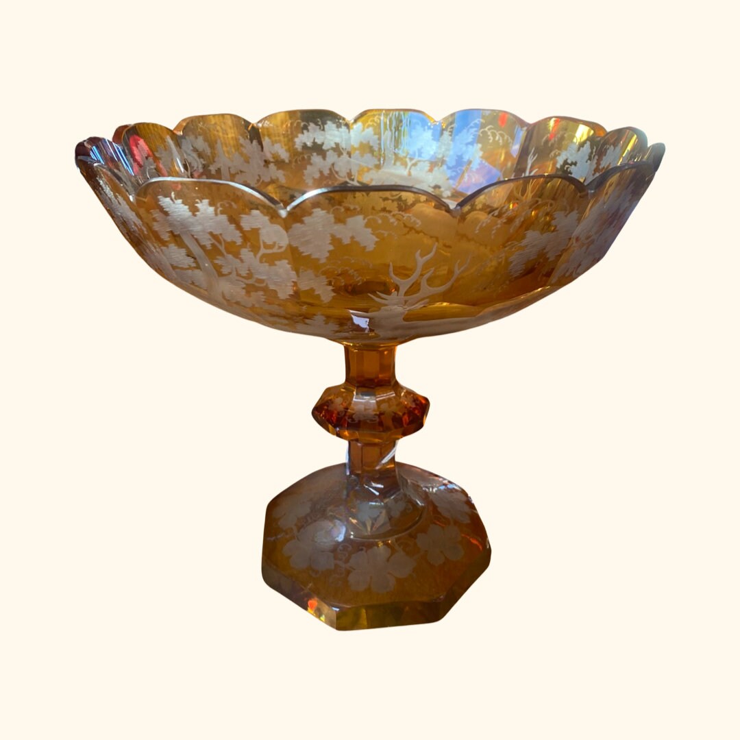 19th Century Orange Boho Glass Cup With Forest Decor - Etsy