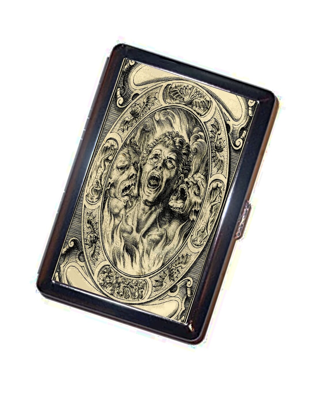 Momento Mori Cigarette Case Handmade Metal Wallet Stash Business Credit ...