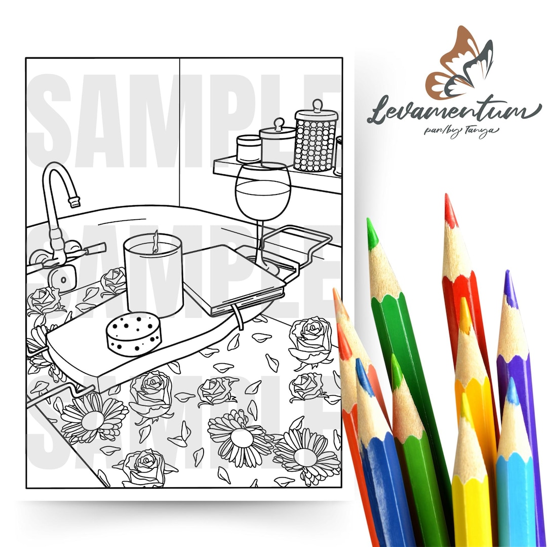 Colouring Page - Image à Colorier | Cozy Bath - Bain Relaxant - Etsy