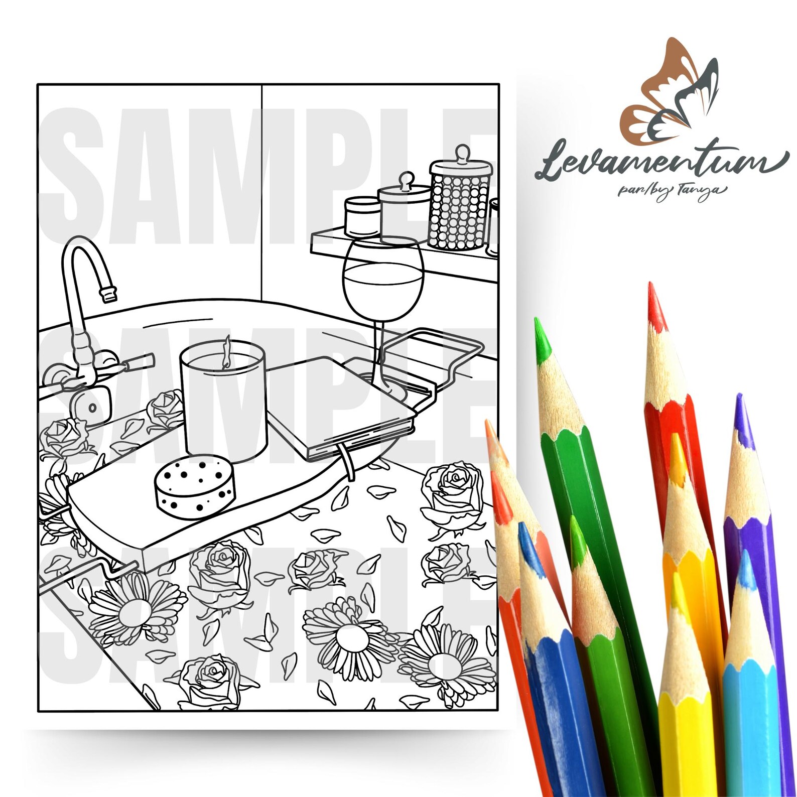 Colouring Page - Image à Colorier | Cozy Bath - Bain Relaxant - Etsy