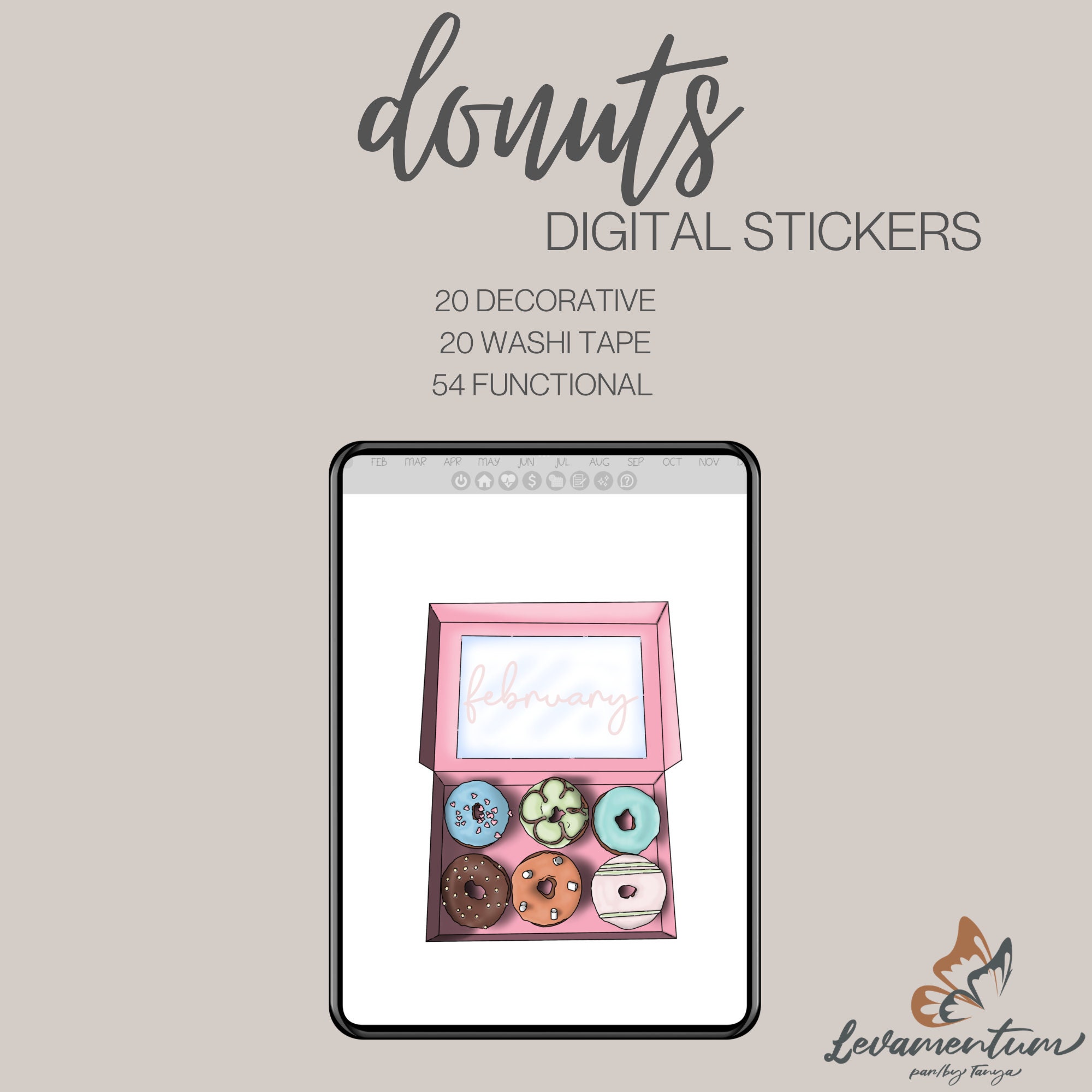 Donuts DIGITAL Stickers Beignets Autocollants DIGITAL 94 Stickers - Etsy