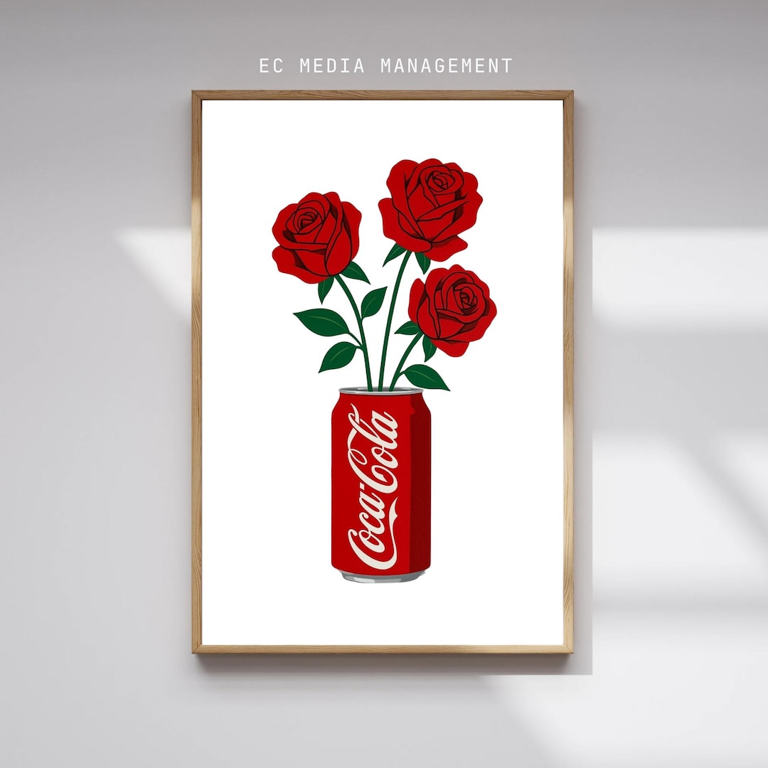 Coca-cola Print | Rose Print | Wall Art | Art Print | Digital Print ...