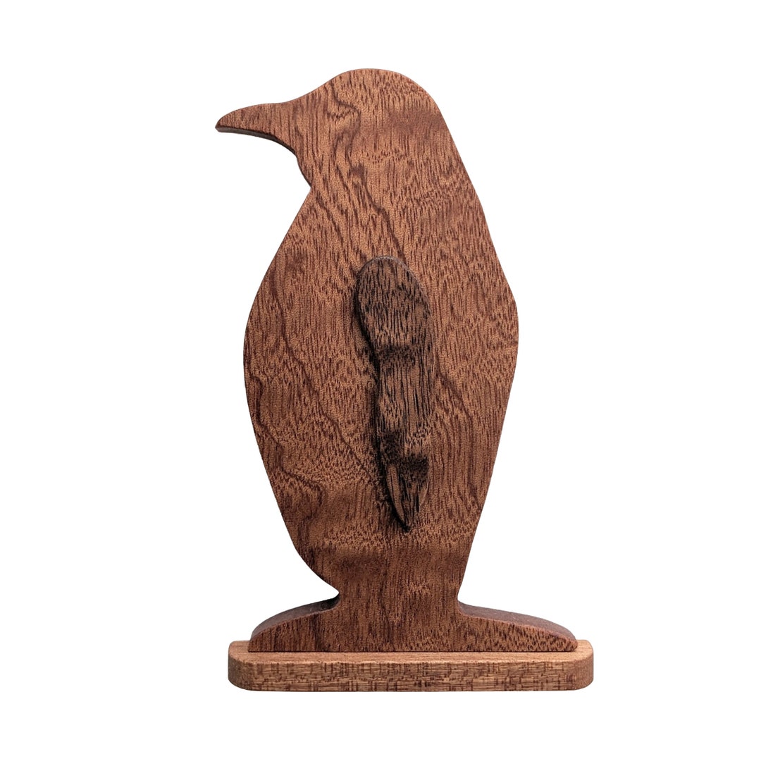 Handmade Sapele Wood Penguin Shelf Ornament - Etsy