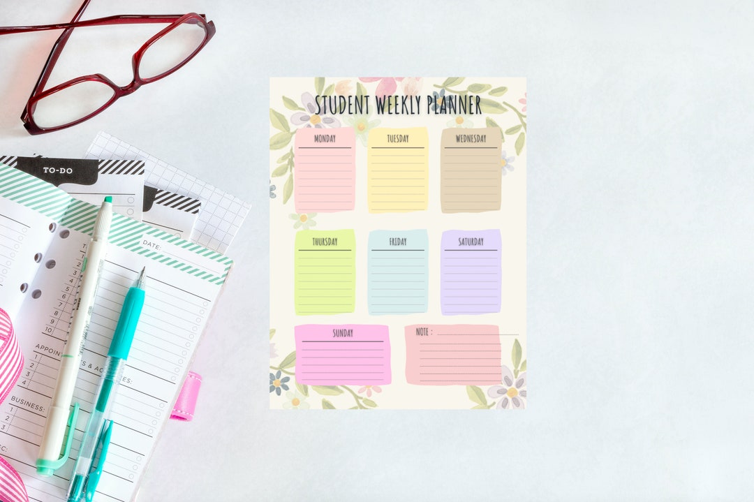 Student Weekly Planner, Printable, Digital Download, Printable Academic ...