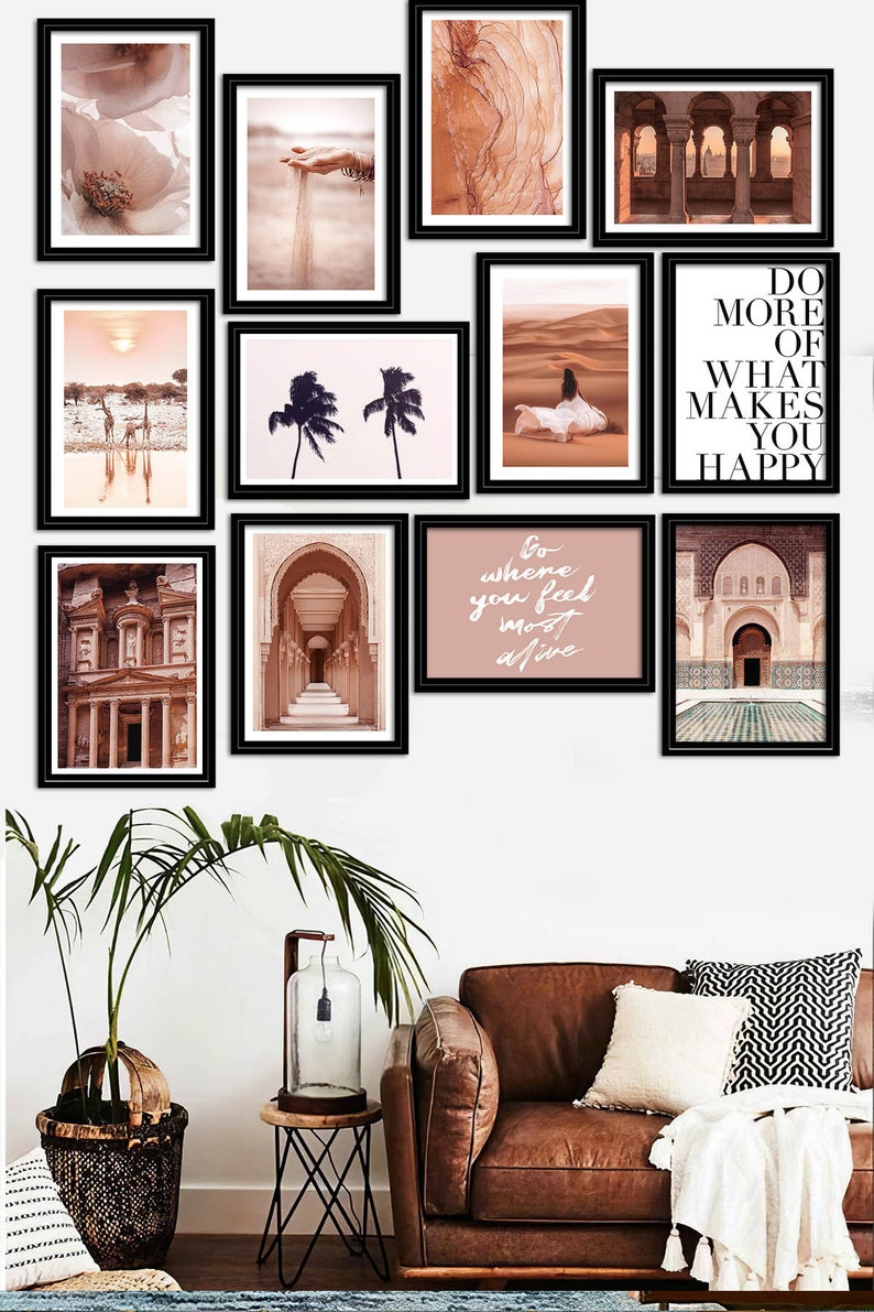 12 Piece Mega Wall Set Framed Boho Gallery Wall Set Living - Etsy