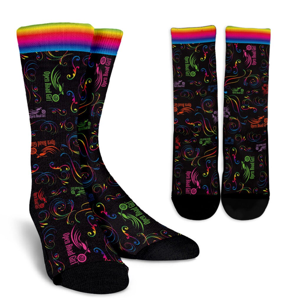 RAINBOW Scatter Open Road Girl Socks Art Socks Abstract Socks Cute ...