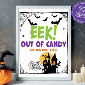 Set of 2, Halloween Please Take One & Out of Candy Signs Printable ...