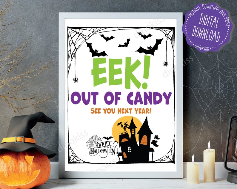 Halloween Out of Candy Sign Printable Halloween Candy Sign - Etsy