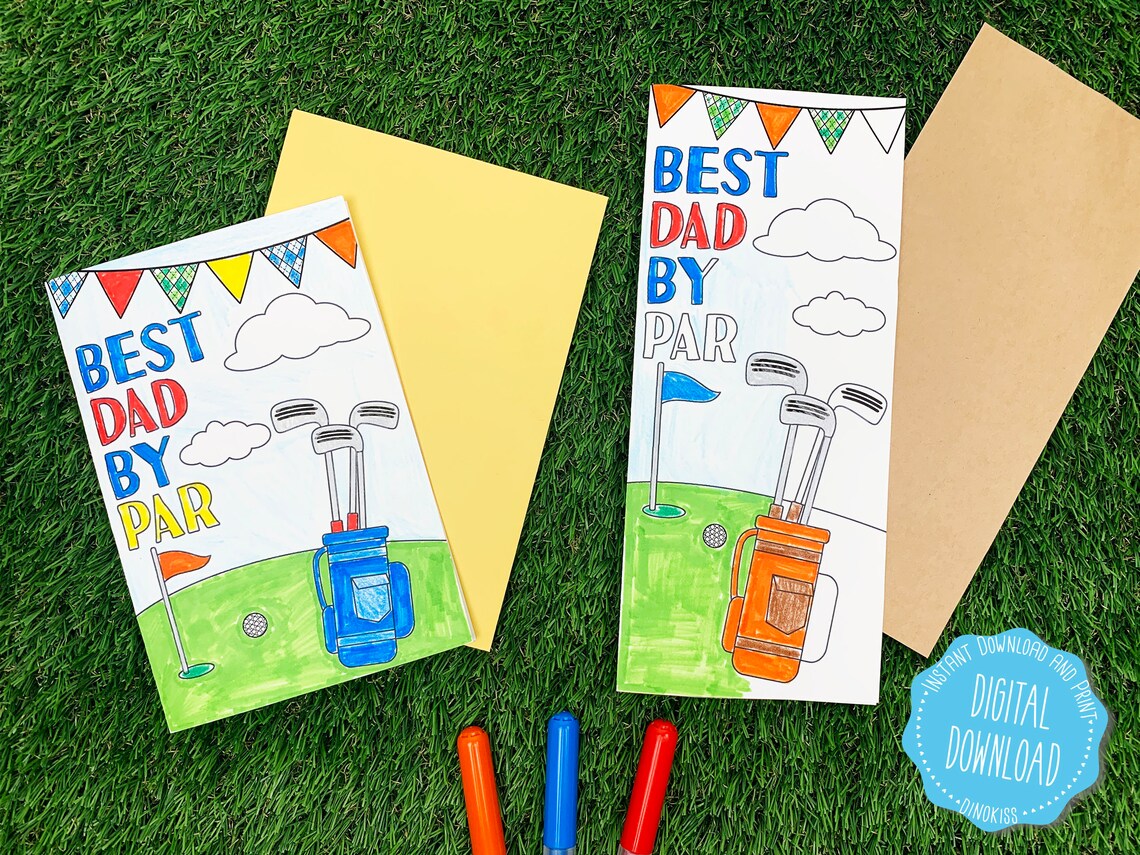 Best Dad by Par Golf Coloring Card Printable Fathers Day - Etsy