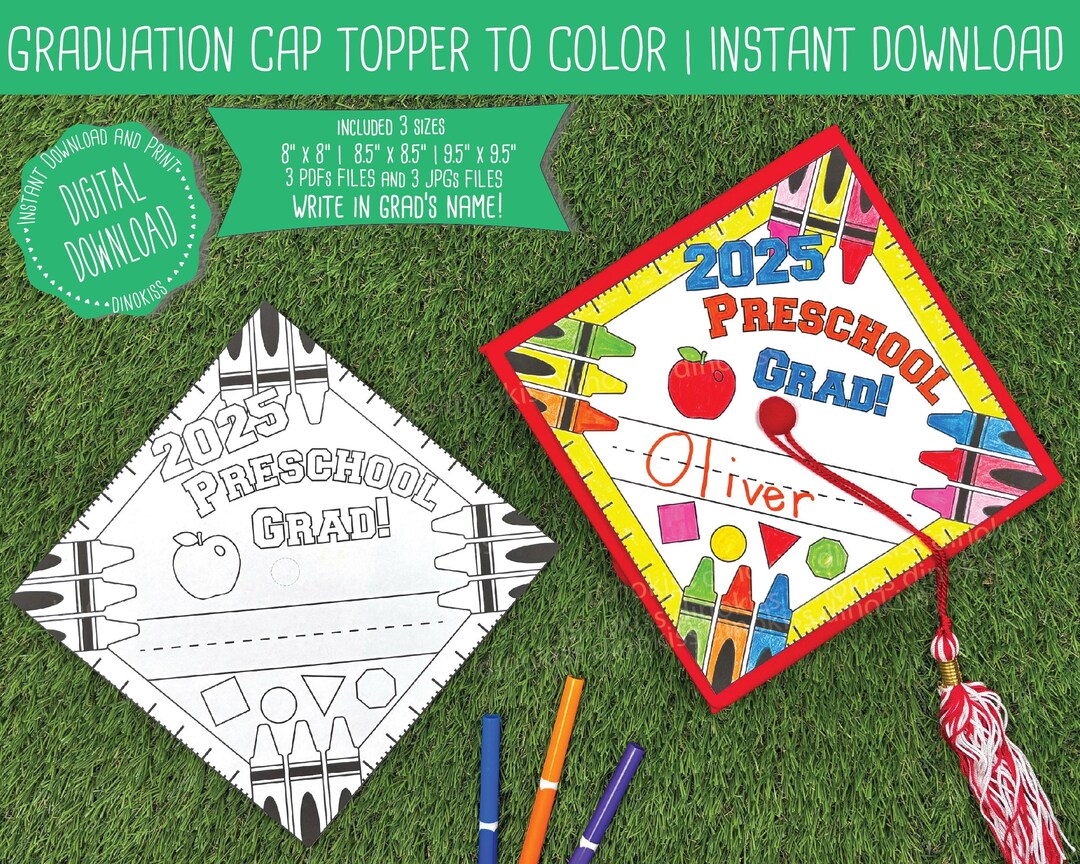 2025 Preschool Graduation Cap Topper Coloring Page | INSTANT DOWNLOAD ...