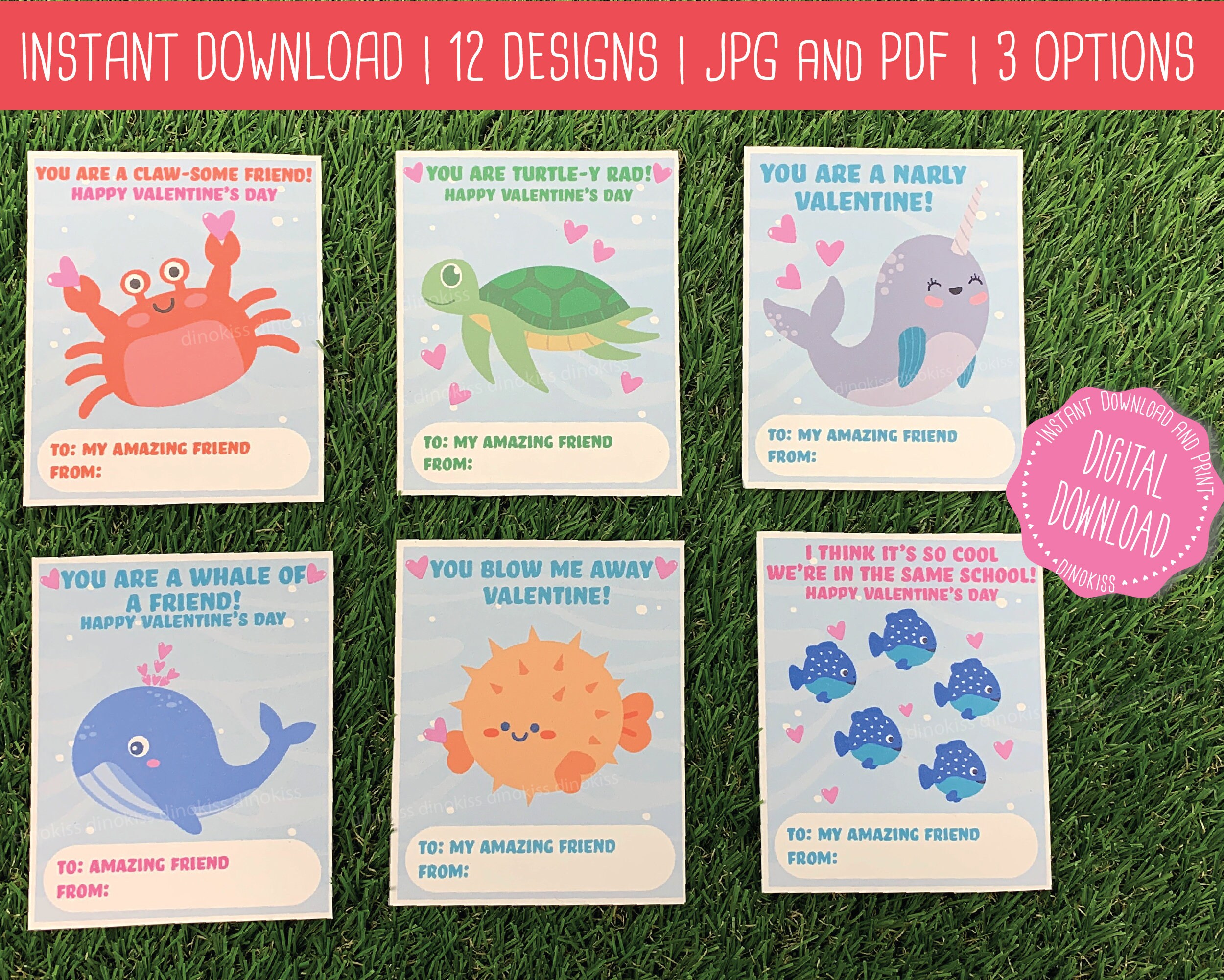 Valentines Day Cards Printable, Under the Sea, Valentines Day Card ...