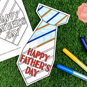 Father's Day Neck Tie Coloring Card Printable, Father's Day Card ...