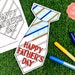 Father's Day Neck Tie Coloring Card Printable, Father's Day Card ...