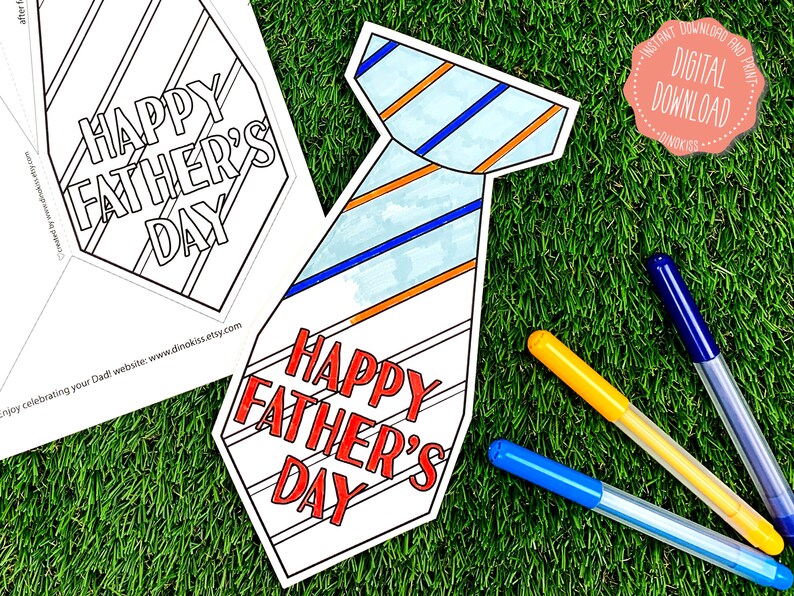 Father's Day Neck Tie Coloring Card Printable - Etsy