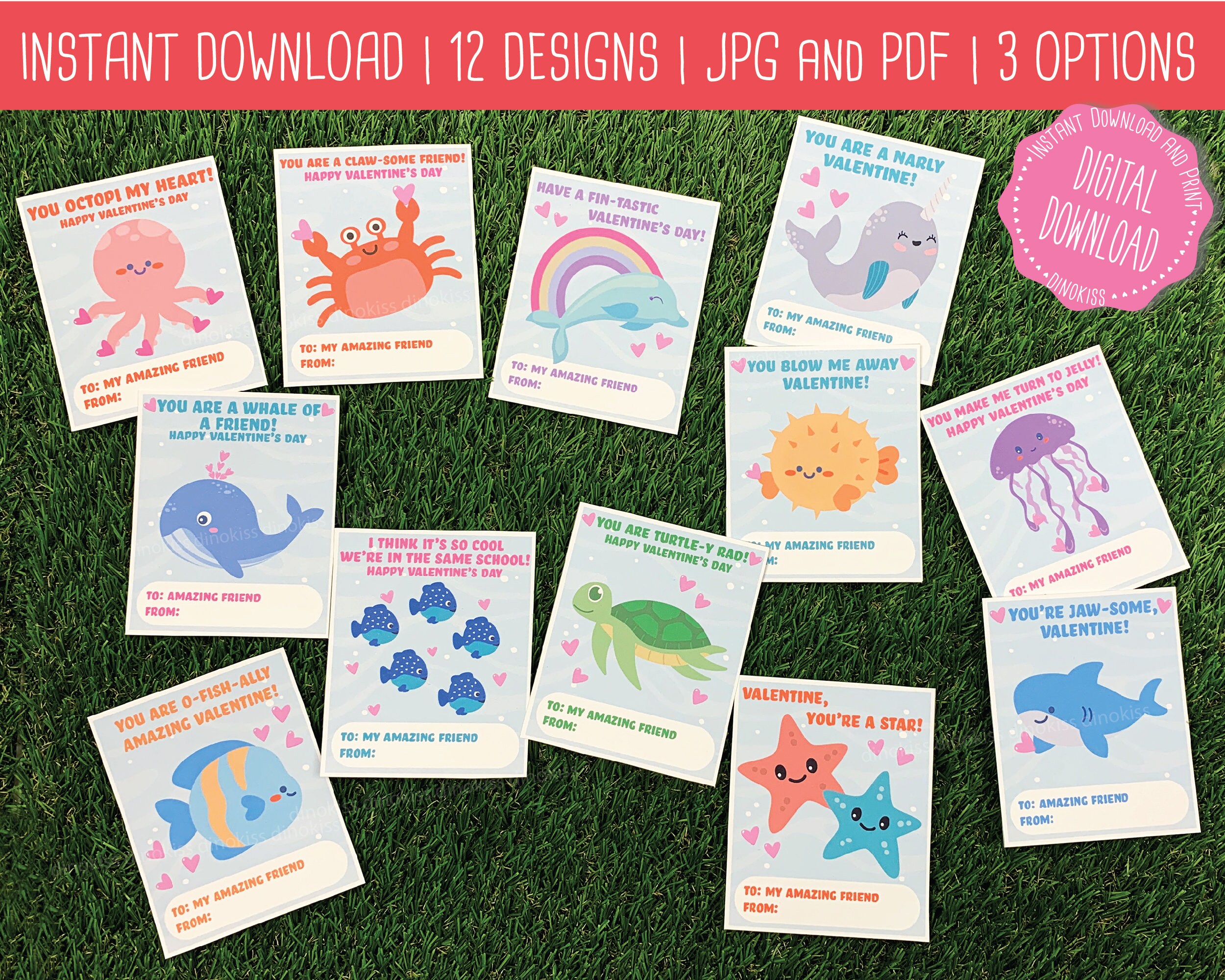 Valentines Day Cards Printable, Under the Sea, Valentines Day Card ...