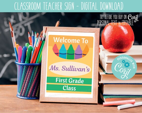 Teacher Sign Editable Teacher Sign Classroom Sign Teacher - Etsy