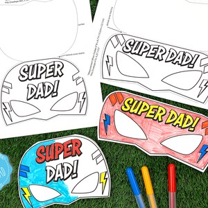 Super Dad Mask Coloring Card Fathers Day Coloring Card | Etsy