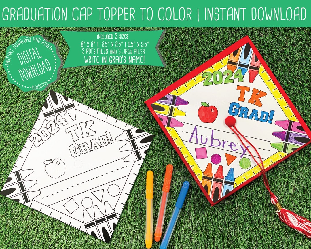 2024 TK Graduation Cap Topper Coloring Page INSTANT DOWNLOAD ...