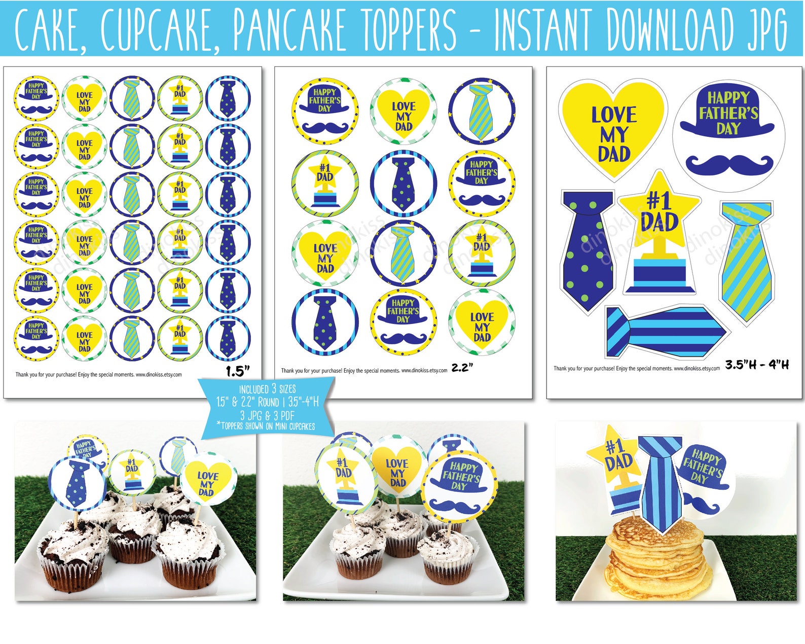 Happy Father's Day Cupcake Toppers Printable Fathers Day | Etsy