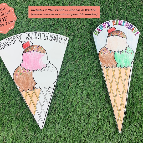 Ice Cream Cone Birthday Card - Etsy