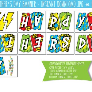 Happy Father's Day Superhero Decorations Set Printable, Fathers Day ...