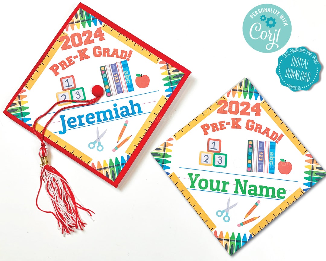 Pre-k Personalized 2024 no Kinder Graduation Cap Topper, Graduation ...