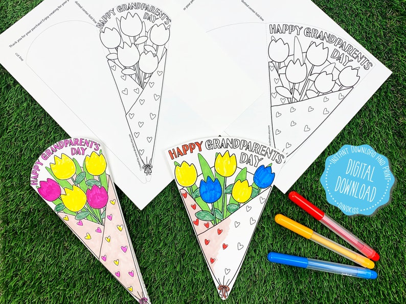 Happy Grandparents Day Coloring Card PDF, Grandparents Day Card ...