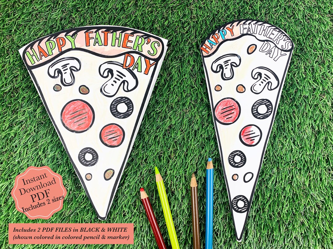 Father's Day Pizza Coloring Card Printable, Father's Day Card Printable ...