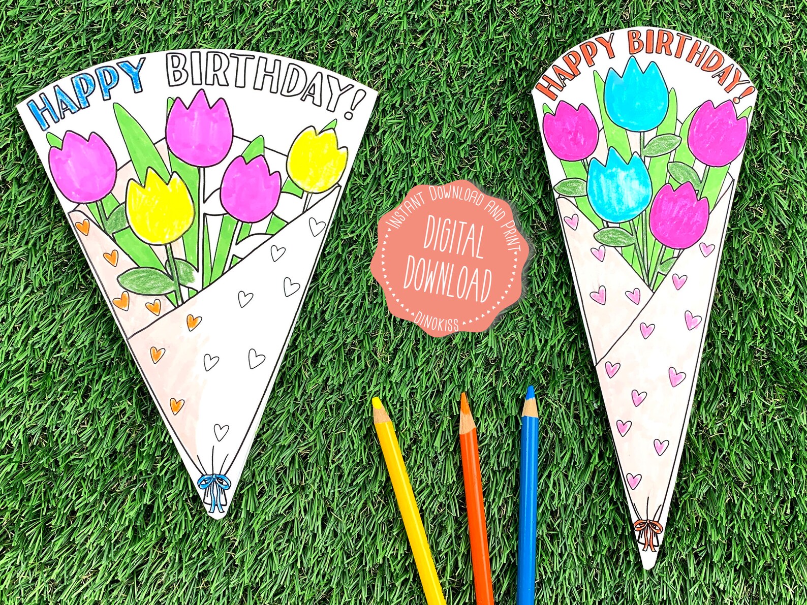 Happy Birthday Coloring Card PDF Birthday Card Printable | Etsy