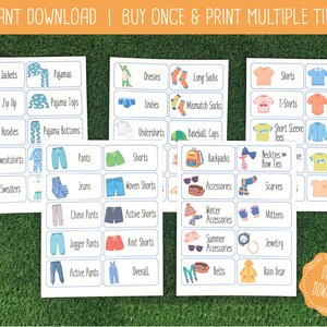 Kid Boy Dresser Clothing Labels Printable, Set of 90 Labels, Boys ...