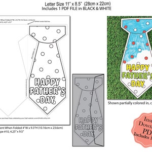 Father's Day Neck Tie Coloring Card Printable, Father's Day Card ...
