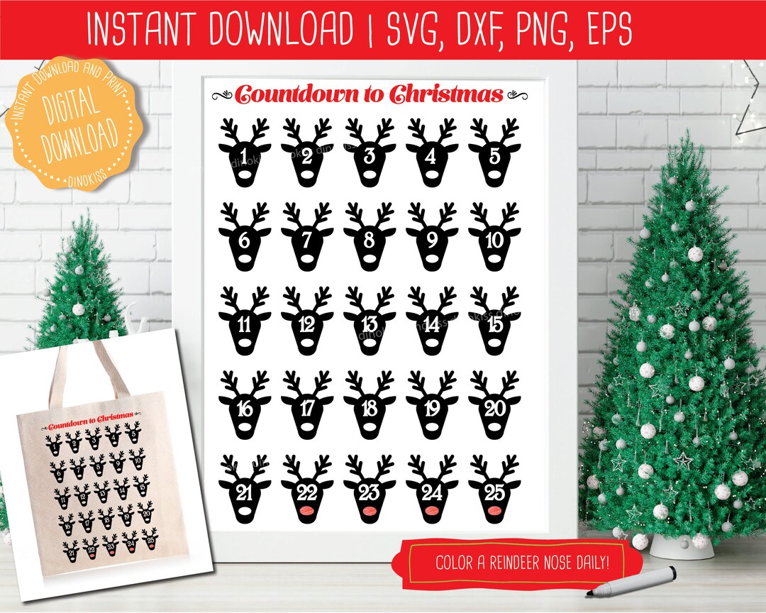 Countdown to Christmas Calendar SVG, Christmas Countdown Calendar ...
