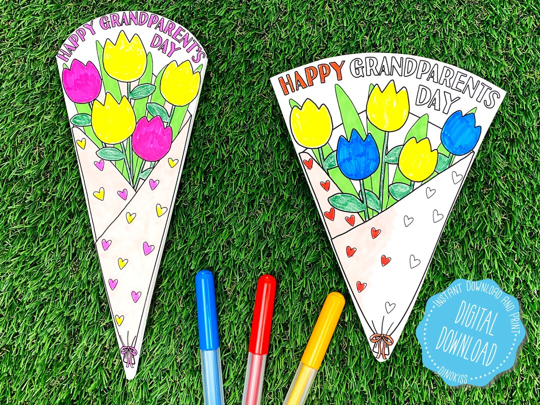 Happy Grandparents Day Coloring Card PDF, Grandparents Day Card ...