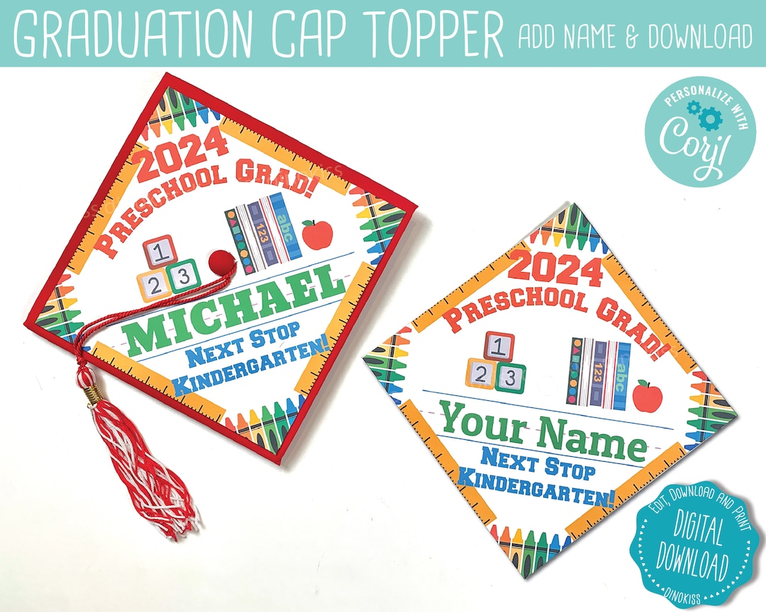 Preschool Personalized 2024 Graduation Cap Topper, Graduation Printable ...