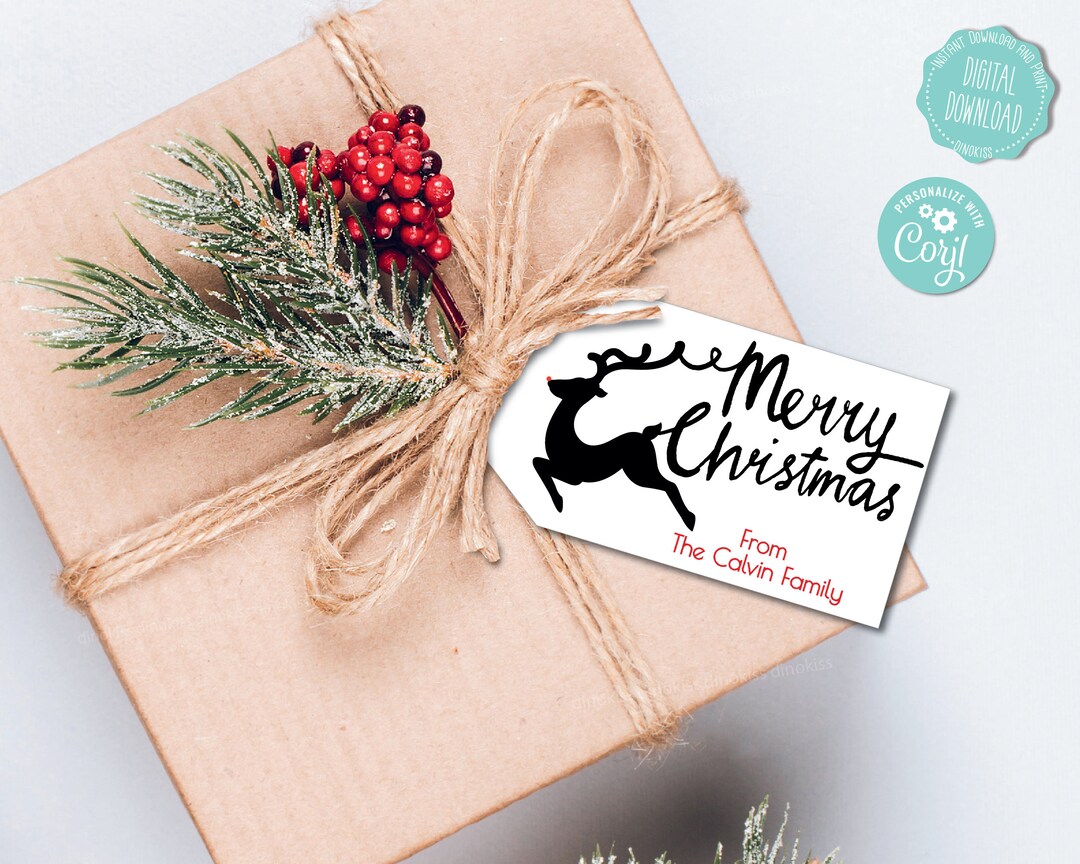 Editable Printable, Reindeer Gift Tags, Christmas Tags, Christmas Tag ...