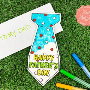 Father's Day Neck Tie Coloring Card Printable, Father's Day Card ...
