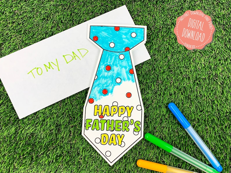 Father's Day Neck Tie Coloring Card Printable - Etsy