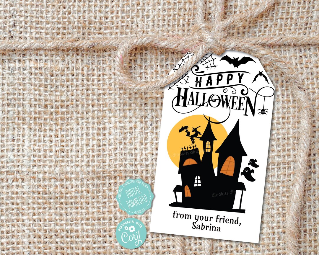 Editable Printable, Haunting Halloween Gift Tag, Haunted House Gift Tag ...
