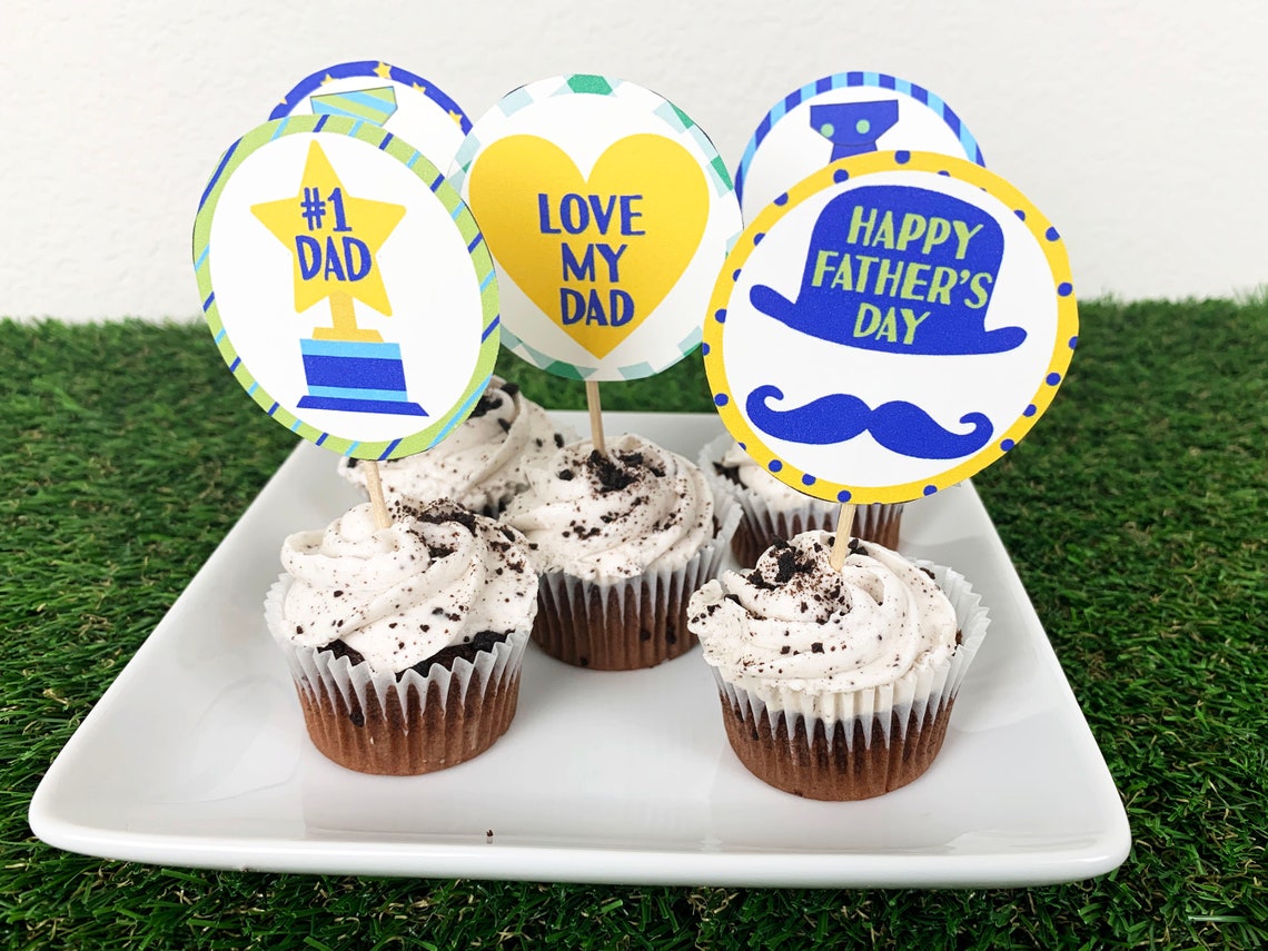 Happy Father's Day Cupcake Toppers Printable Fathers Day | Etsy