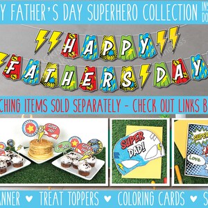 Happy Father's Day Superhero Banner Printable, Fathers Day Party Decor ...