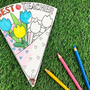 Teacher Appreciation Coloring Card, Tulip, Teacher Card Printable ...