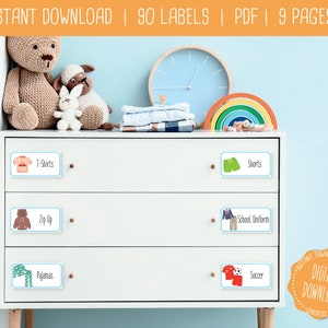 Kid Boy Dresser Clothing Labels Printable, Set of 90 Labels, Boys ...