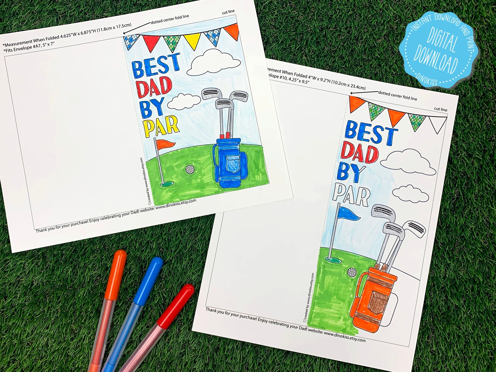 Best Dad by Par Golf Coloring Card Printable Fathers Day - Etsy