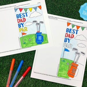 Best Dad by Par Golf Coloring Card Printable, Fathers Day Coloring Card ...