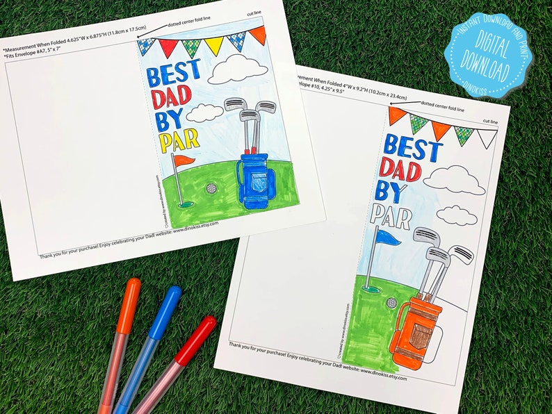 Best Dad by Par Golf Coloring Card Printable Fathers Day - Etsy
